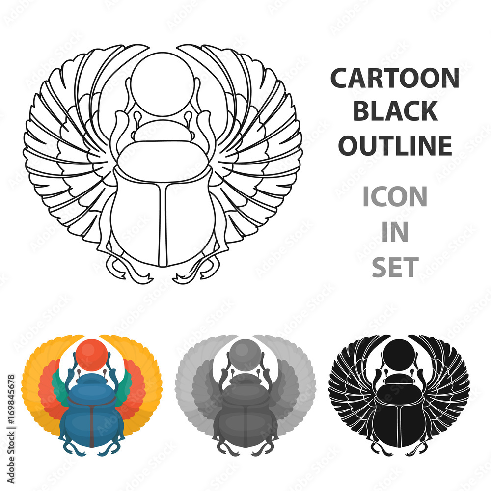 Egyptian beetle ancient egyptsingle icons in cartoon style. Big single ...