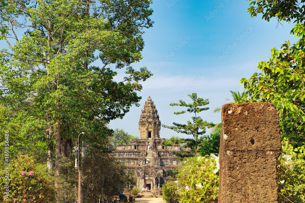 Bakong temple in Angkor Complex, Cambodia. Ancient Khmer architecture ...