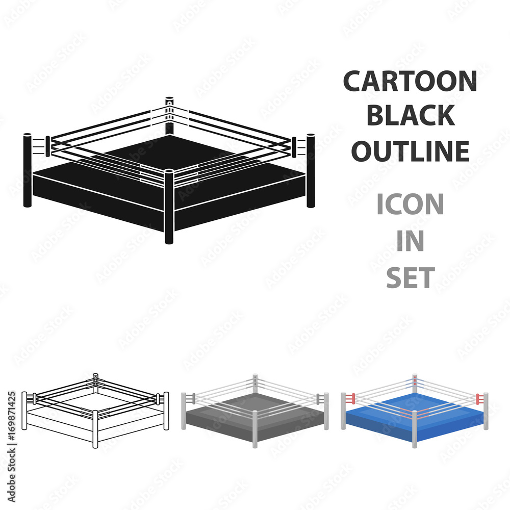 Boxing ring icon in cartoon style isolated on white background. Boxing ...