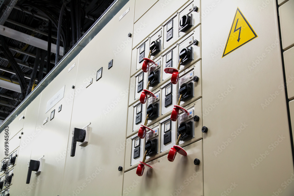 Electrical breaker box locked out for service, inspection, or ...