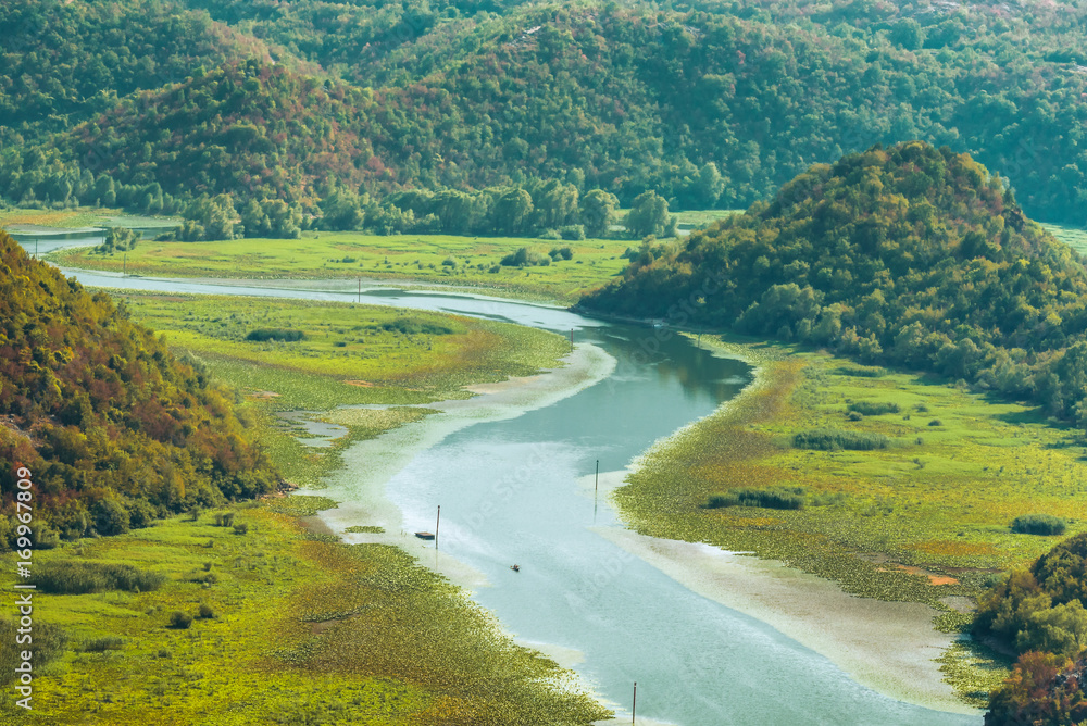Canyon Crnojevica river near the Skadar lake coast. One of the most ...