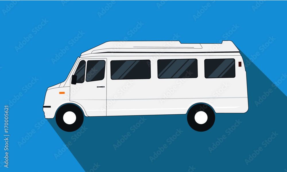 vector illustration of Shuttle bus. Tempo traveller concept. Camper ...