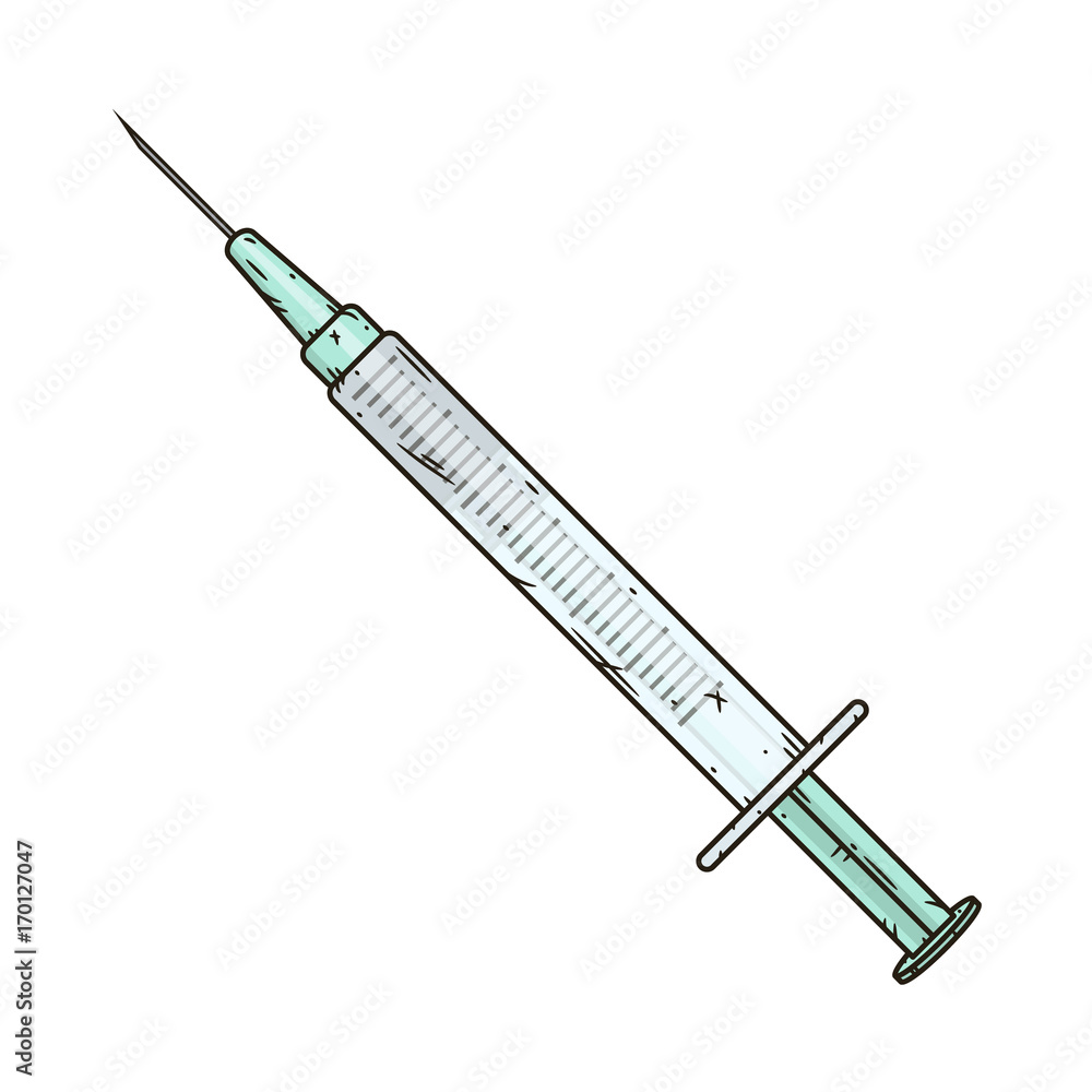 Stock-Vektorgrafik „Syringe for medical vaccines. Vector cartoon ...