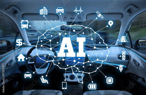 autonomous car with AI(Artificial Intelligence) concept. driverless car ... autonomous car with AI(Artificial Intelligence) concept. driverless car ...
