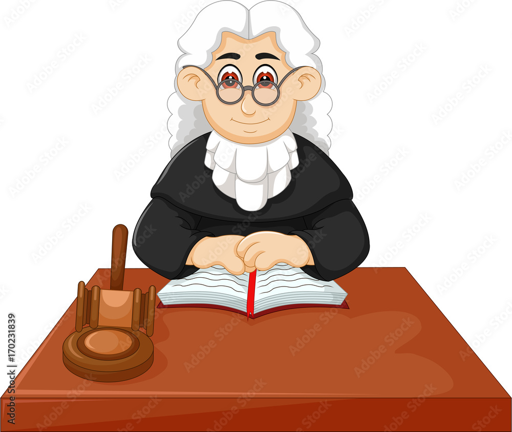 Cute cartoon illustration of a judge reading book with glasses cartoon ...