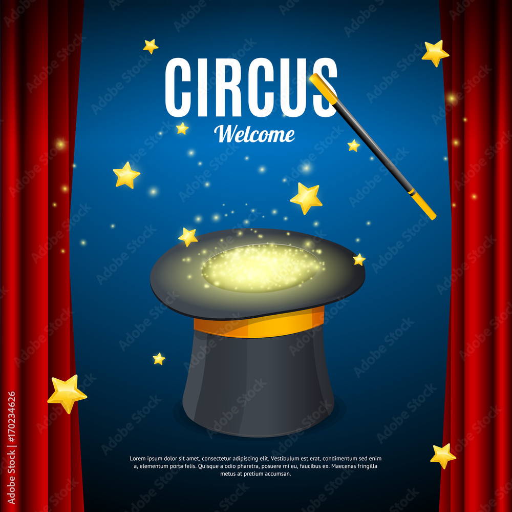 Welcome to Circus Poster Card Template. Vector Stock Vector | Adobe Stock