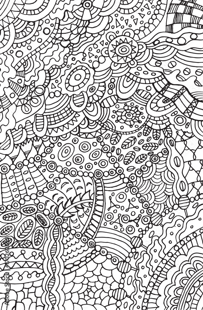 Doodle coloring page for adults. Background illustration for coloring ...