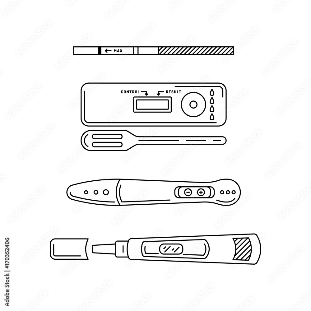 Vector illustration of pregnancy test, different types of tests. Vector ...