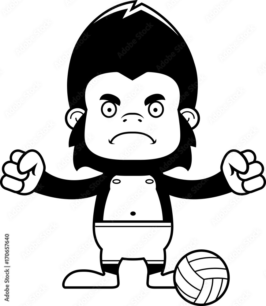 Cartoon Angry Beach Volleyball Player Gorilla Stock Vector | Adobe Stock