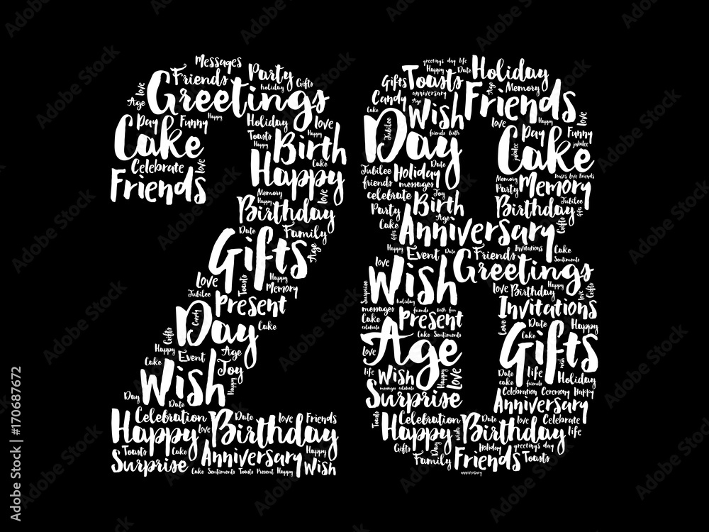 Happy 28th birthday word cloud collage concept Stock Vector | Adobe Stock
