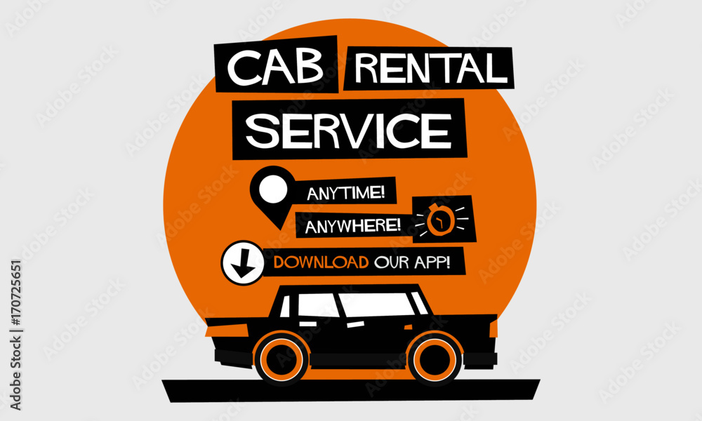 Cab Rental Service Anytime Anywhere Template With Text Box and App ...