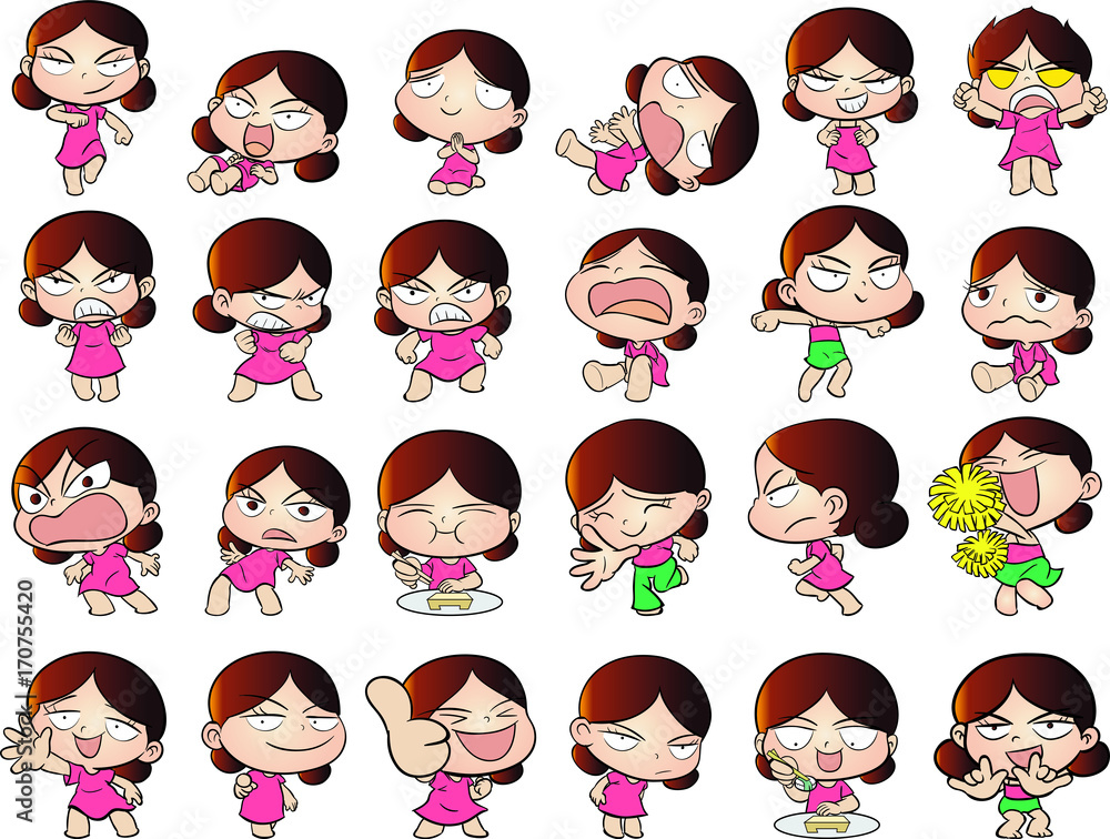 girl; character; game; sprite; action; vector; animation; illustration ...