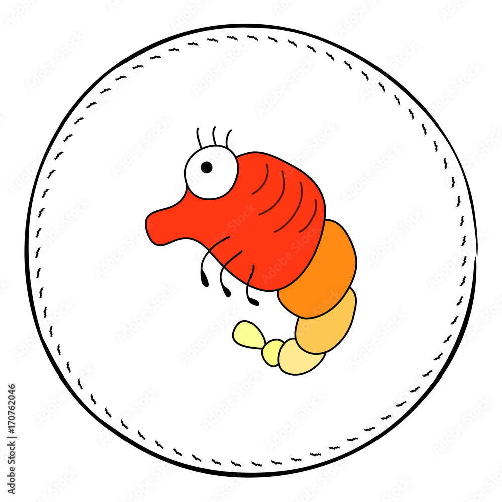 Red shrimp isolated on white background. Cute prawn cartoon vector ...