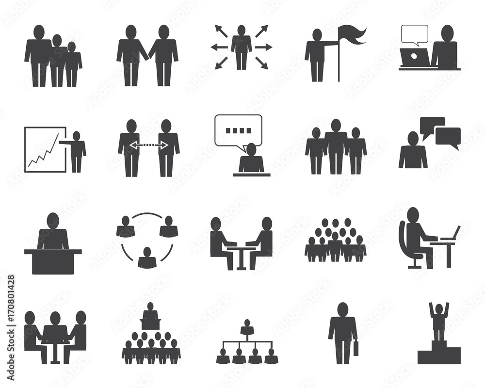 Simple Set of Business People Related Vector Icons. Contains such Icons as One-on-One Meeting ...