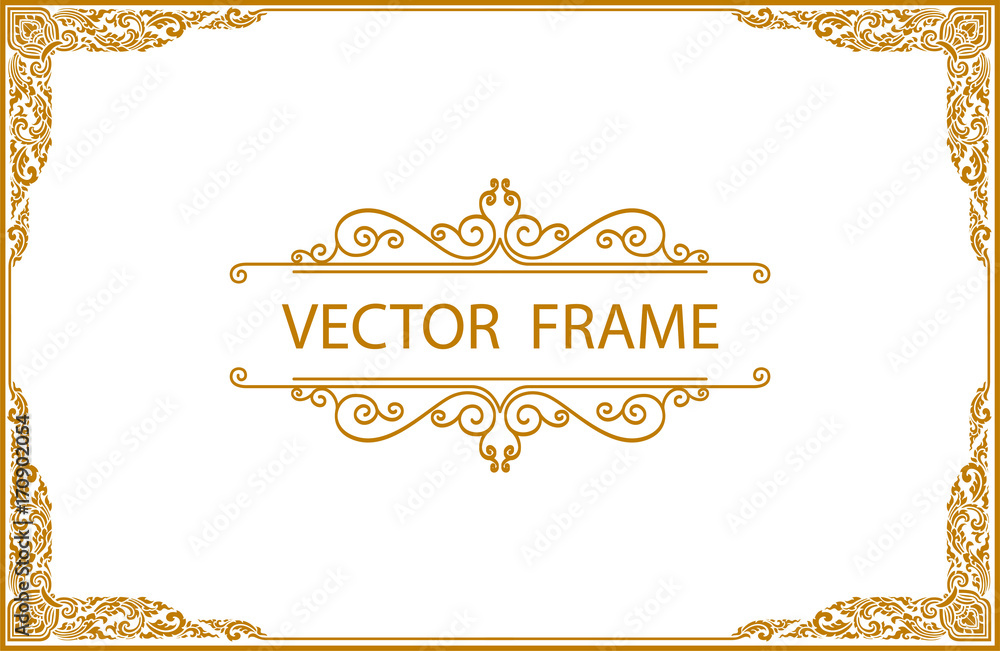 Gold border design, frame photo template, certificate template with ...
