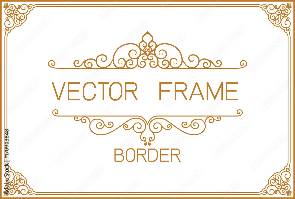 Gold border design, frame photo template, certificate template with ...