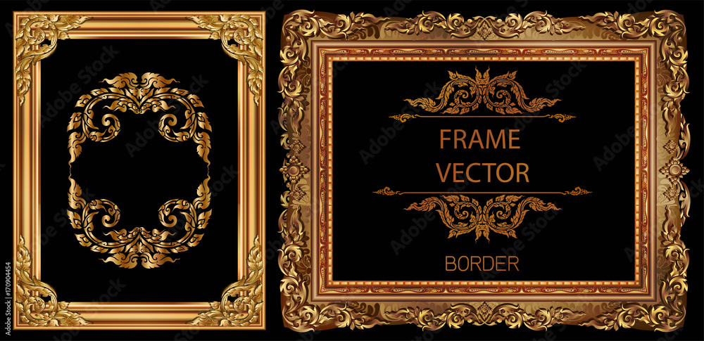 Gold border design, frame photo template, certificate template with ...