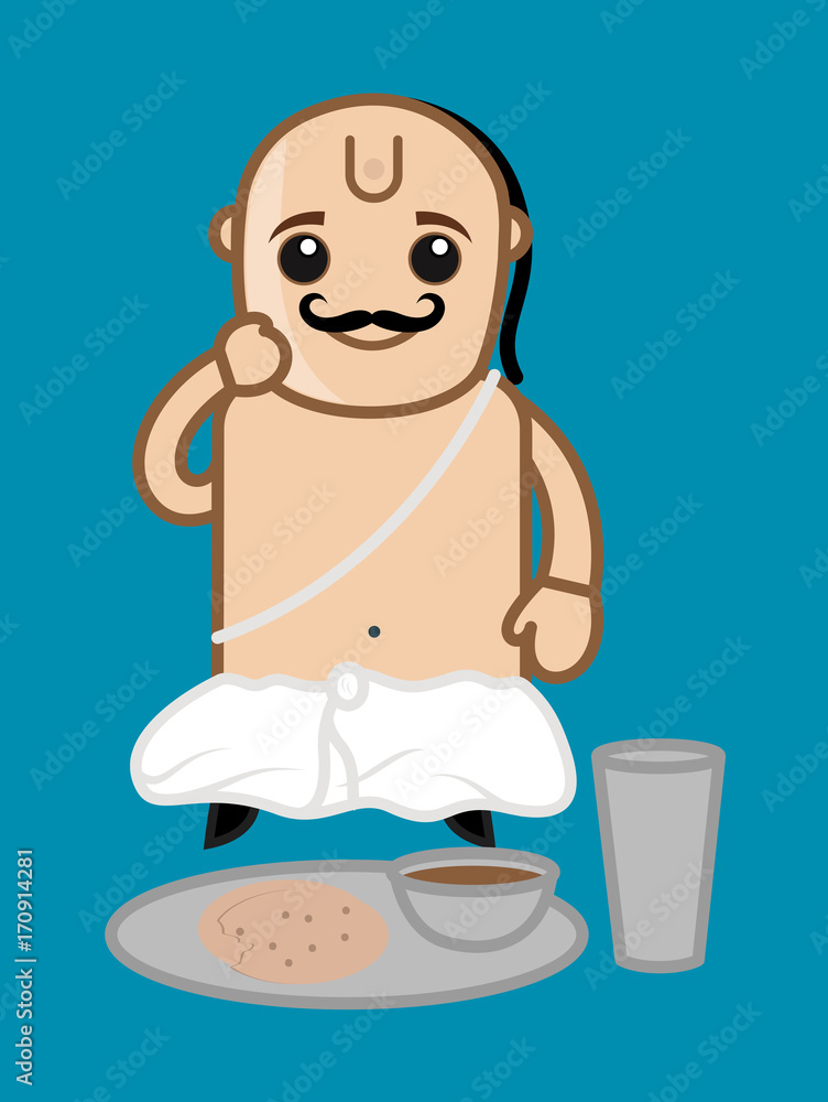 Cartoon Indian Baba Eating Food Vector Illustration Stock Vector ...