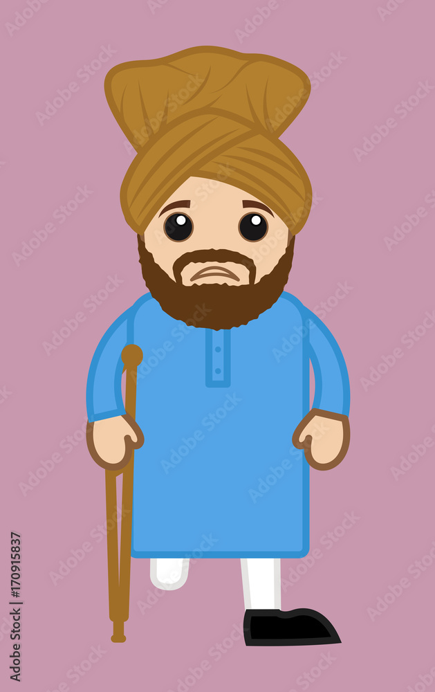 Sad Handicapped Cartoon Sardar Stock Vector | Adobe Stock