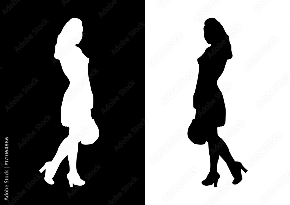 Black and white silhouette of a gir Stock Vector | Adobe Stock