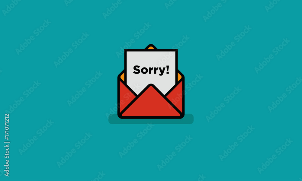 'Sorry' Written Inside An Envelope Letter (Line Icon in Flat Style ...