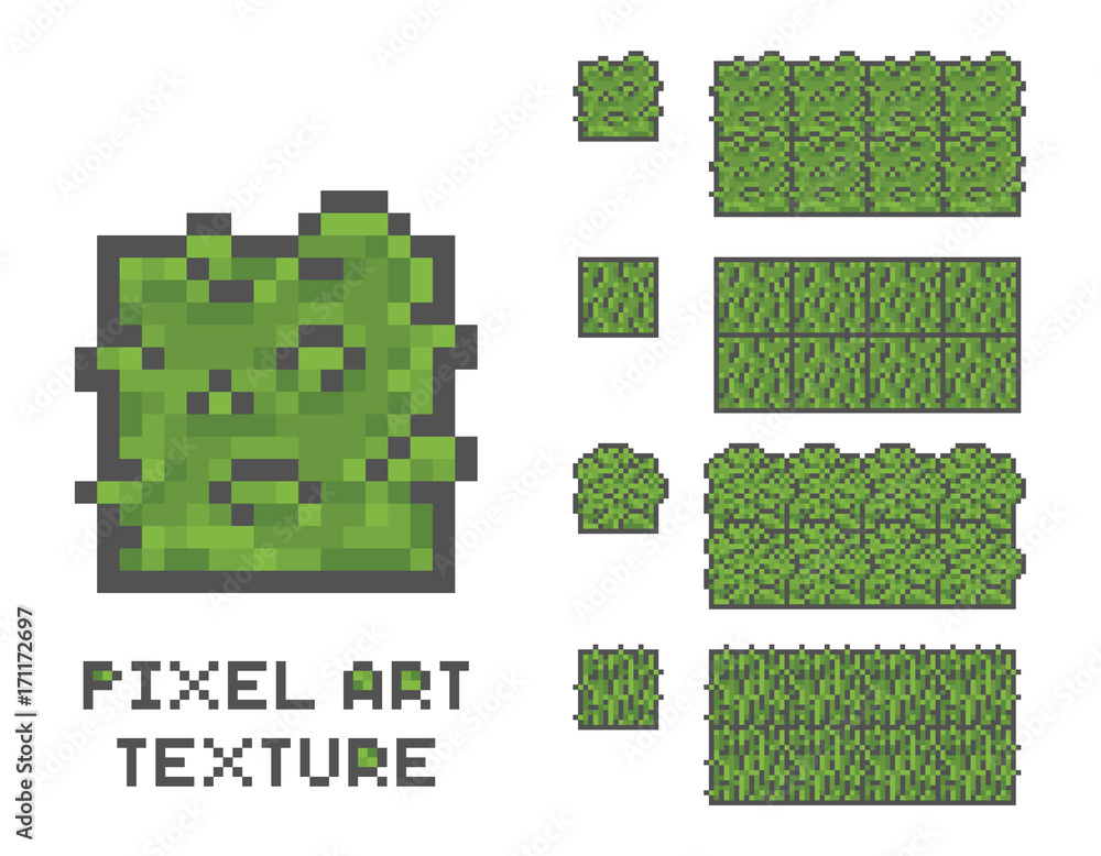 pixel art 8 bit game sprite illustration. green grass tree pixelated ...