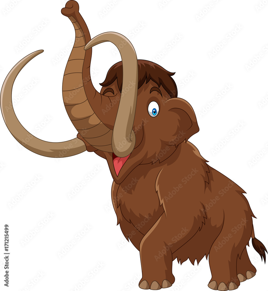 Cartoon mammoth isolated on white background Stock Vector | Adobe Stock