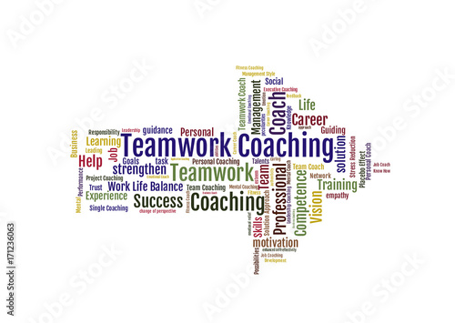 Teamwork coaching word cloud shaped as a arrow Stock Illustration ...