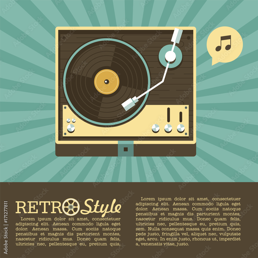 Player for vinyl records. Retro music. Logo, icon. Vector illustration ...