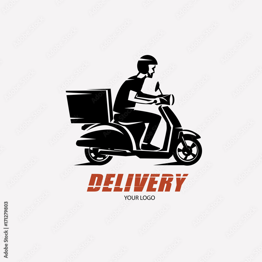 scooter delivery silhouette, logo template Stock Vector | Adobe Stock
