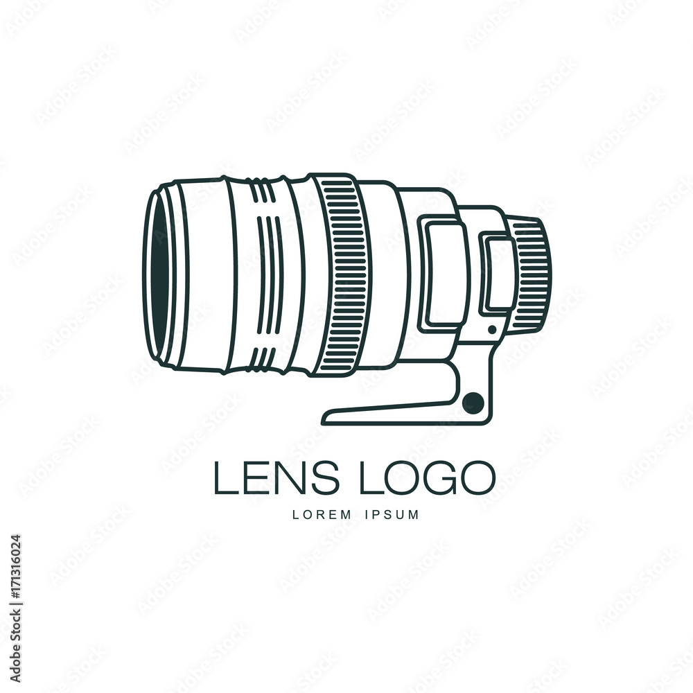 Vector photo camera lens icon. Flat cartoon isolated illustration on a ...