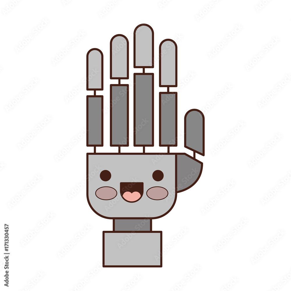 robot hand cartoon kawaii in colorful silhouette vector illustration ...