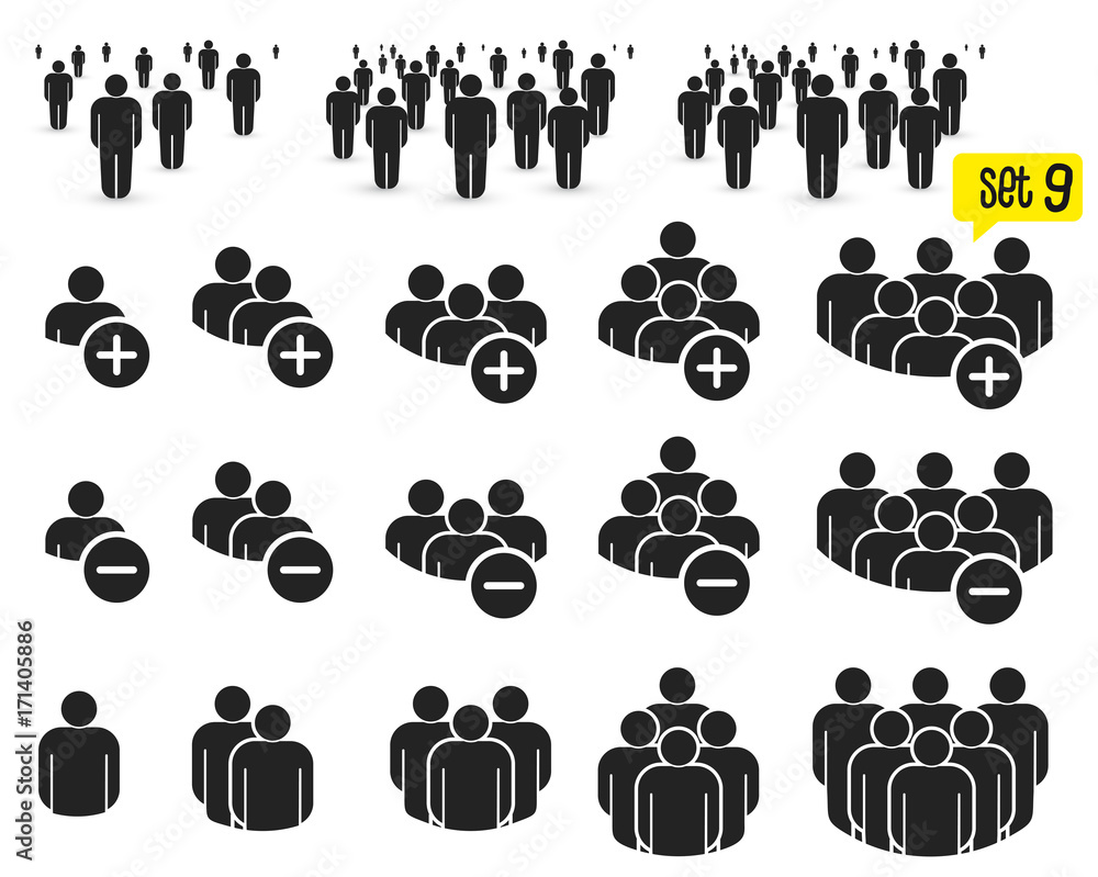 People Icon set in trendy flat style. Persons symbol for your ...
