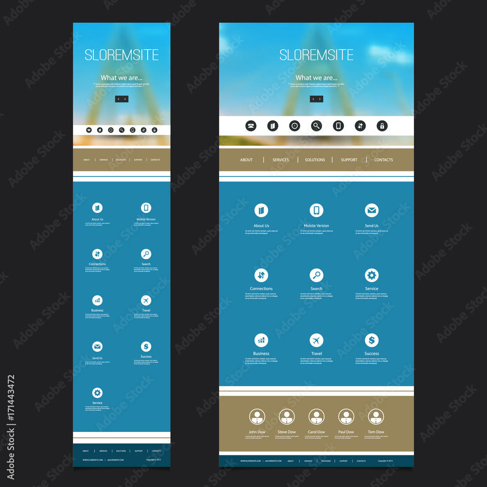 Responsive One Page Website Template with Blurred Background - Bridge Pillars Header Design ...