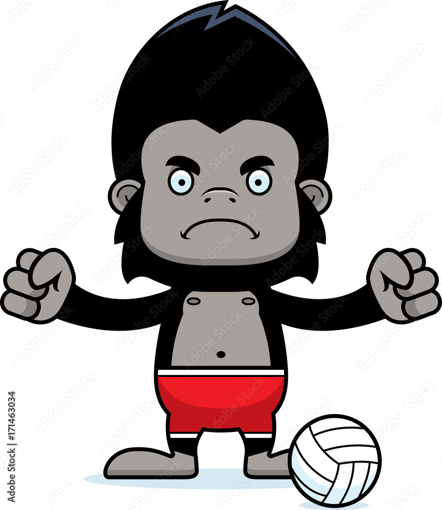 Cartoon Angry Beach Volleyball Player Gorilla Stock Vector | Adobe Stock
