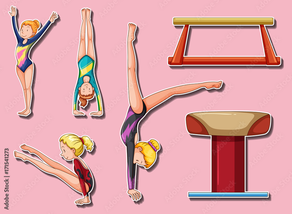 Sticker design for gymnastic players and bars Stock Vector | Adobe Stock
