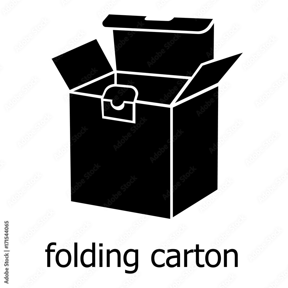 Folding carton icon, simple black style Stock Vector | Adobe Stock