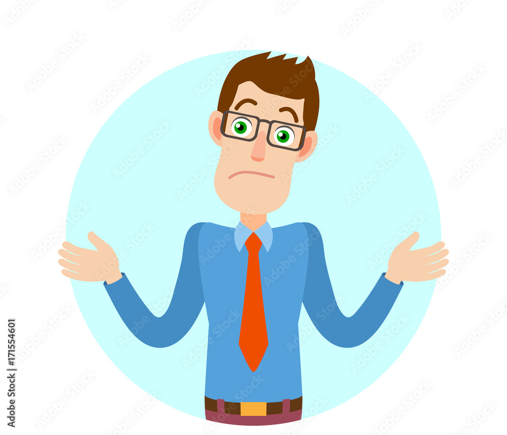 Businessman shrugging his shoulders Stock Vector | Adobe Stock