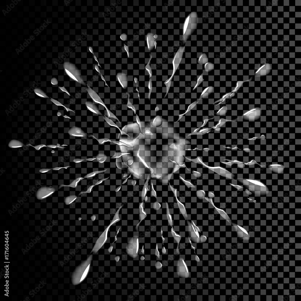 Transparent vector water splash in a circle, the explosion on a ...
