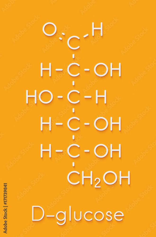 Glucose (D-glucose, dextrose) grape sugar molecule. Skeletal formula ...