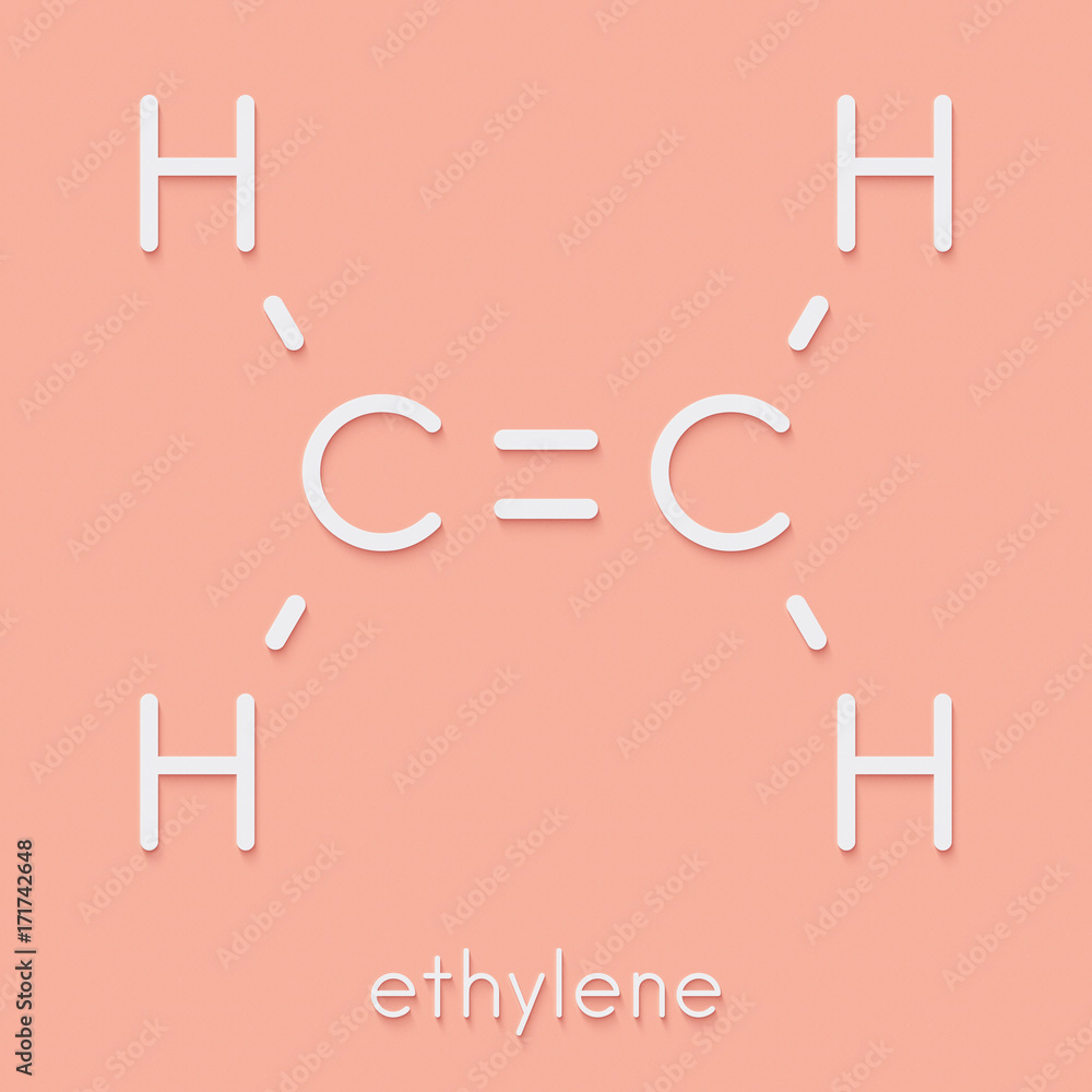 Ethylene (ethene) molecule. Used in production of polyethylene but also ...