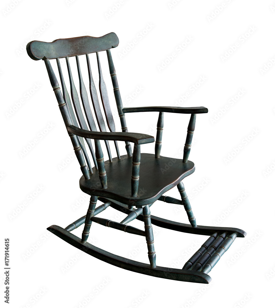 Vintage rocking chair isolated on white background with path, Ancient ...