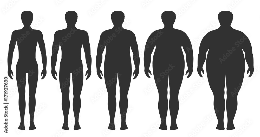 Body mass index vector illustration from underweight to extremely obese ...