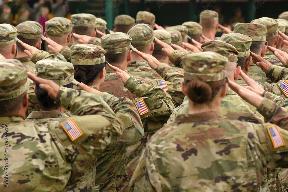 US soldiers giving salute Stock Photo | Adobe Stock