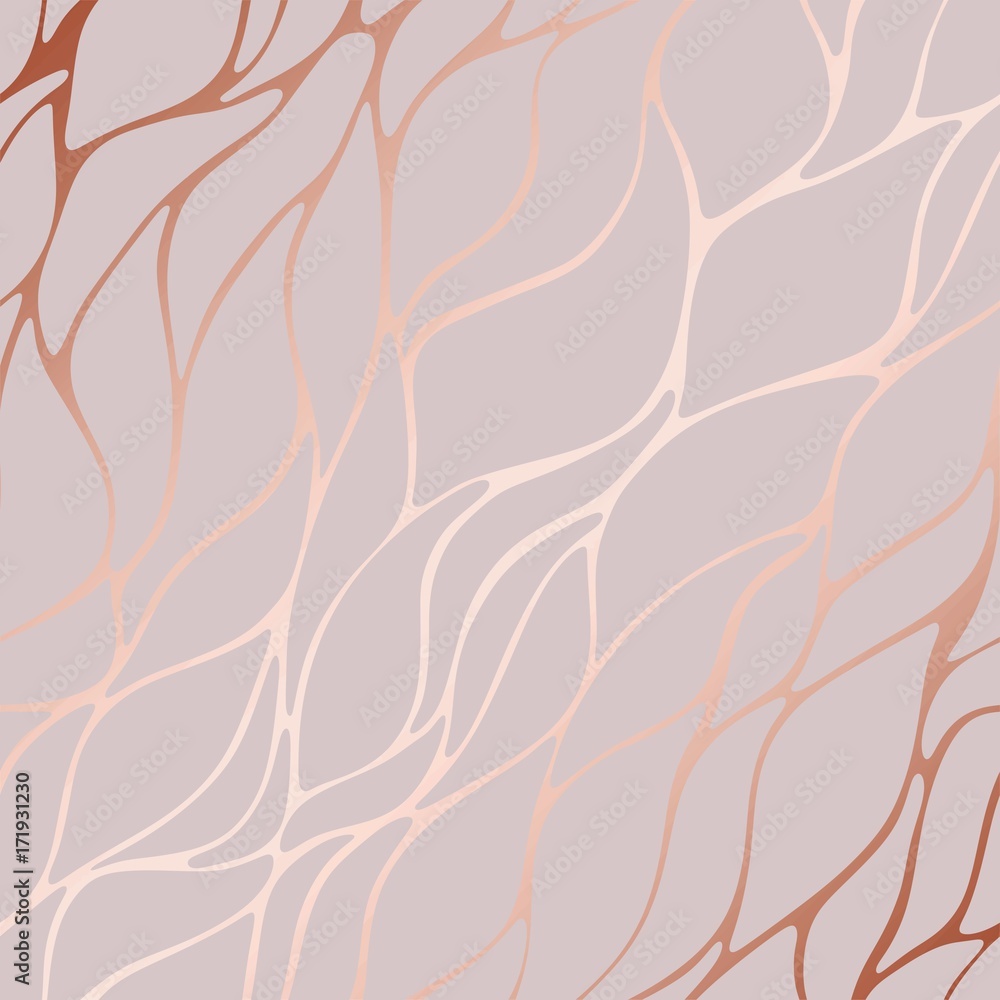Rose gold. Decorative vector pattern with floral elements Stock Vector ...