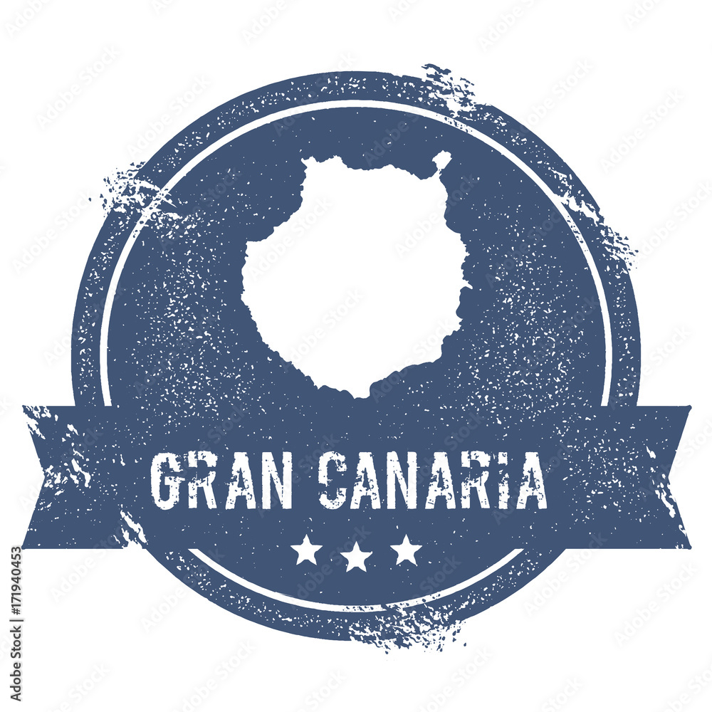 Gran Canaria logo sign. Travel rubber stamp with the name and map of ...