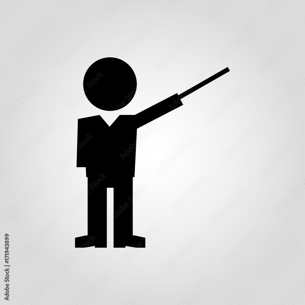 Person with pointer icon. Teacher, presenter showing a direction ...