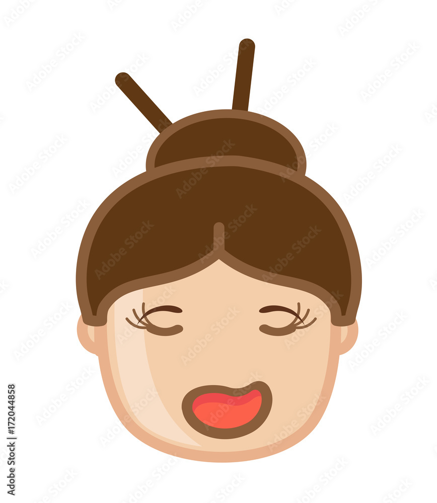 Funny Face Speaking - Cartoon Japanese Woman Stock Vector | Adobe Stock