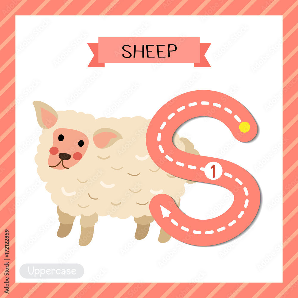 Vector de Stock Letter S uppercase cute children colorful zoo and ...