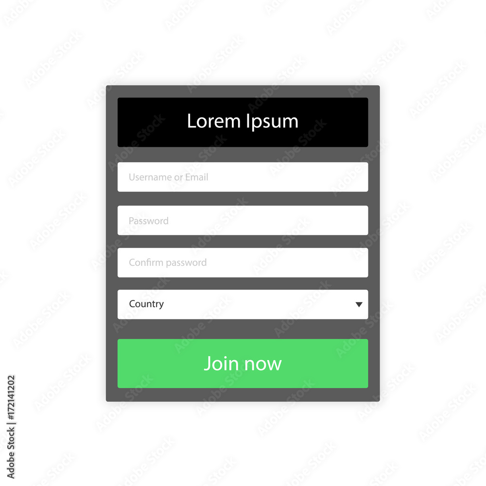 Login form menu with simple line icons. Website element for your web design. Eps10 vector ...